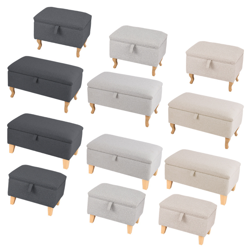 Linen Storage Ottoman Footstool Pouffe Bench Foot Stool Living Room ...
