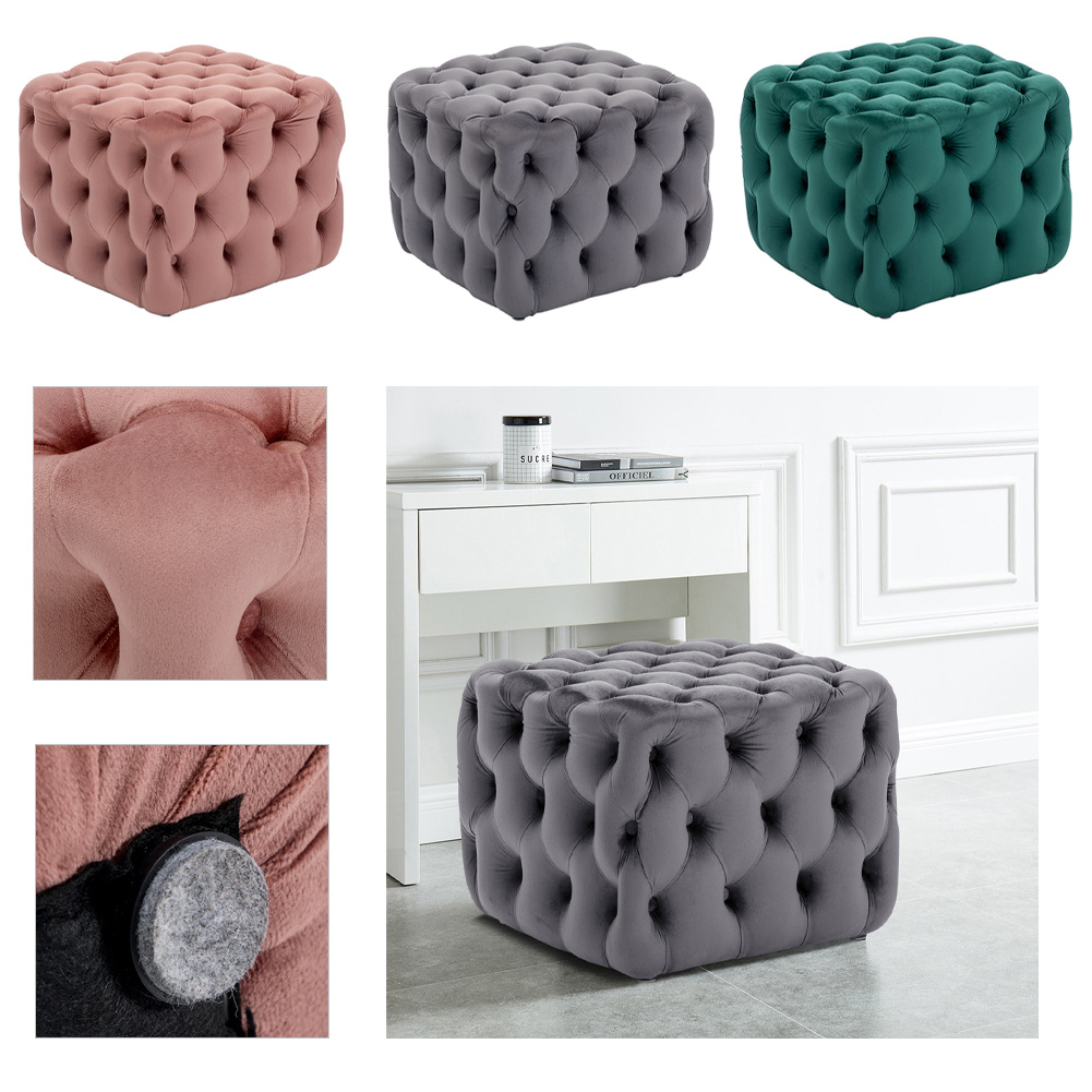 BIG VELVET PUFF FOOTSTOOL FOOT REST POUFEE STOOL CHAIR BENCH TABLE SEAT ...